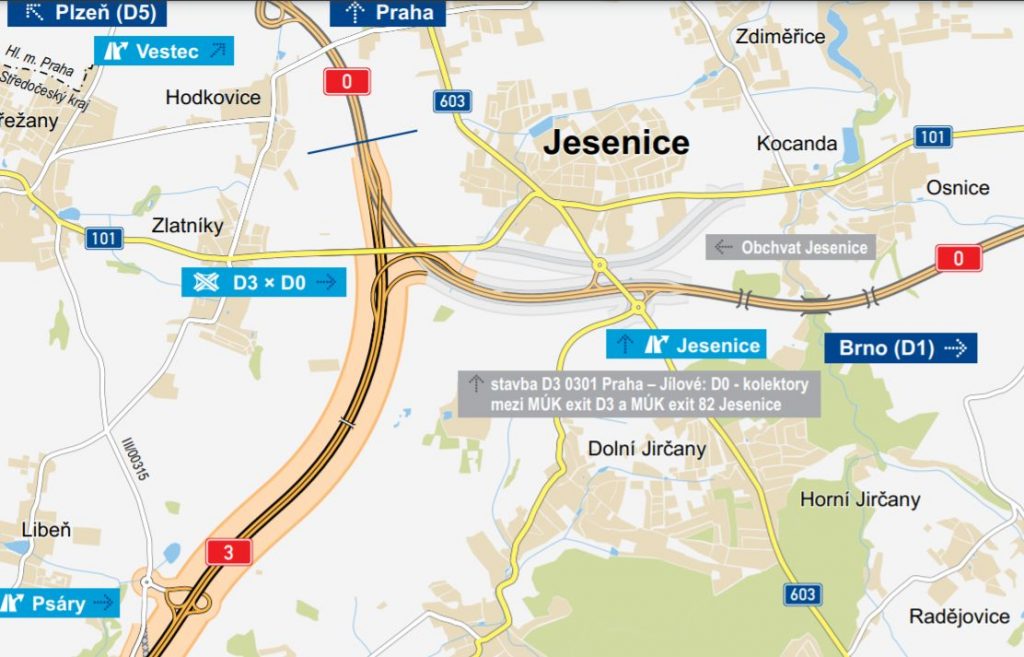Dálnice D3 se napojí na Pražský okruh pomocí dlouhých samostatných pásů ...